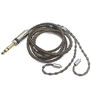 Youkamoo 6.35mm 8 Core Silver Plated Braided Earphone Replacement Upgrade Cable Silver Plated Wire Earphone Cable for SE215 SE425 UE900s TIN Audio T2 T3 BGVP (MMCX)
