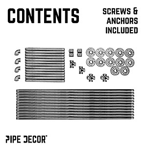 PIPE DECOR Wall and Floor Mounted Modular Clothing Rack, 115 in. W x 87.5 in. H, Black Steel Pipe, Fittings and Flanges, Industrial Design and Look for Home, Retail or Commercial Use