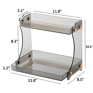 2-Tier Organizer Countertop, Clear Kitchen Spice Rack Cosmetic Organizer , Vanity Perfume Storage Tray, Counter Storage Shelf for Bathroom, Kitchen, Living Room, Bedroom, Dressing Table
