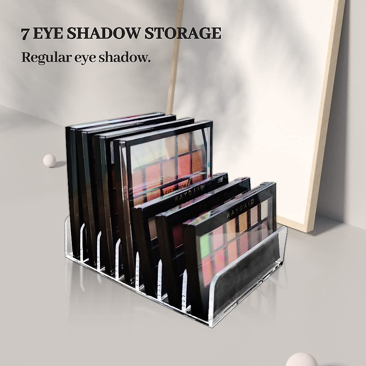 Acrylic Clear Eyeshadow Palette Organizer 7 Sectons Makeup Palette Organizer for Bathroom Countertops,Vanities