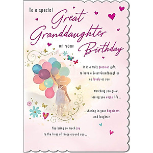 Piccadilly Greetings Traditional Birthday Card Great Granddaughter - 9 x 6 inches -