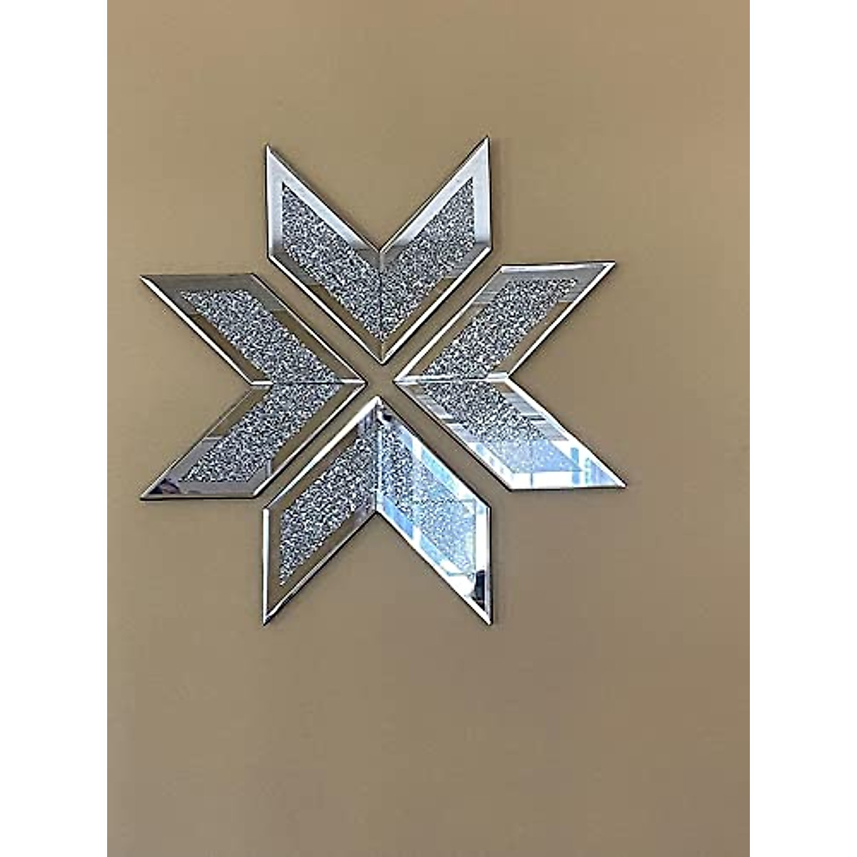 XIHACTY 2 Piece Mirrored Chevron Arrows, Crystal Crushed Diamond Arrow Wall Décor, Silver Arrow Sign for Gallery Wall for Dining Room, Living Room(12inch x 12inch)