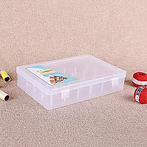 Harilla Large, Thread Storage Box with 24 Spools, Sewing Bobbins Organizer, Sewing Tread Container