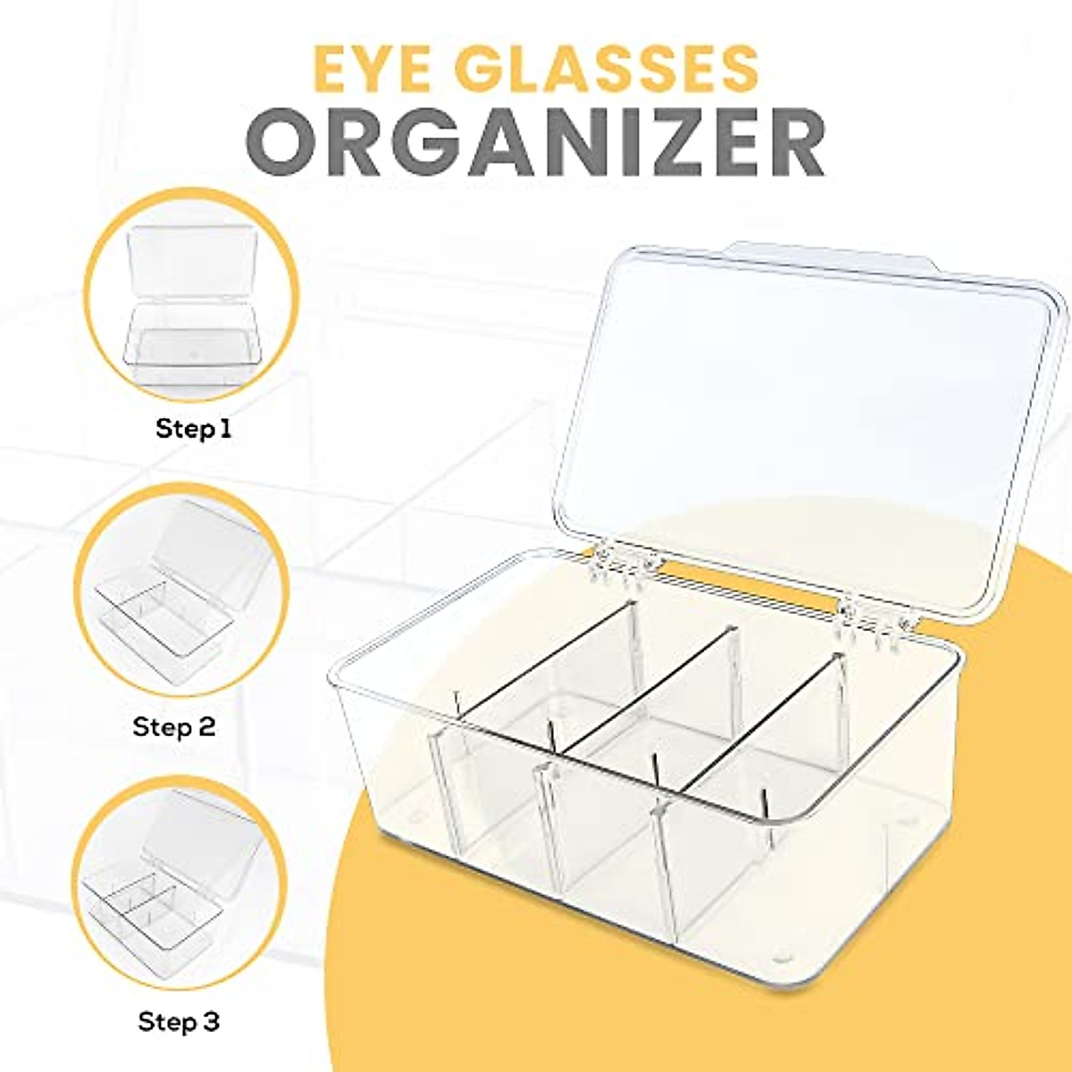 Utopia Home Eye Glasses Holder (Pack of 3) - Premium Sunglass Organizer - Eyeglass Holder & Glasses Storage Organizer for Sunglasses, Reading Glasses & Accessories (Clear)