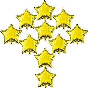 [10 Pack] Star Shape Foil Balloons, 18" Mylar Aluminum Foil Balloons 45cm Decorations for Birthday Party Wedding Engagement Party Celebration Holiday Show Party Activities (Gold, 18 Inch)