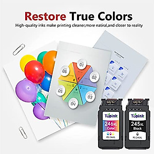 245XL 246XL Ink Cartridge Black Color Combo for Canon Ink Cartridges PG 245 and CL 246 Fit for Cannon MX490 MX492 MG2522 TS3100 TS3122 TS3300 TS3322 TS3320 TR4500 TR4520 TR4522 MG2500 Printer