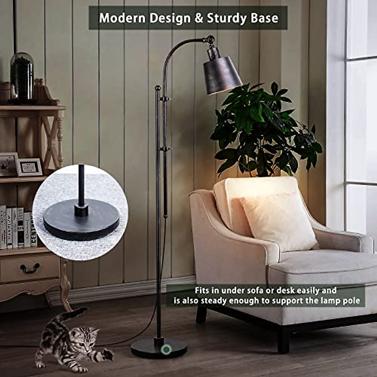 Industrial Floor Lamp, Black Standing Lamp Rustic Farmhouse Reading ...