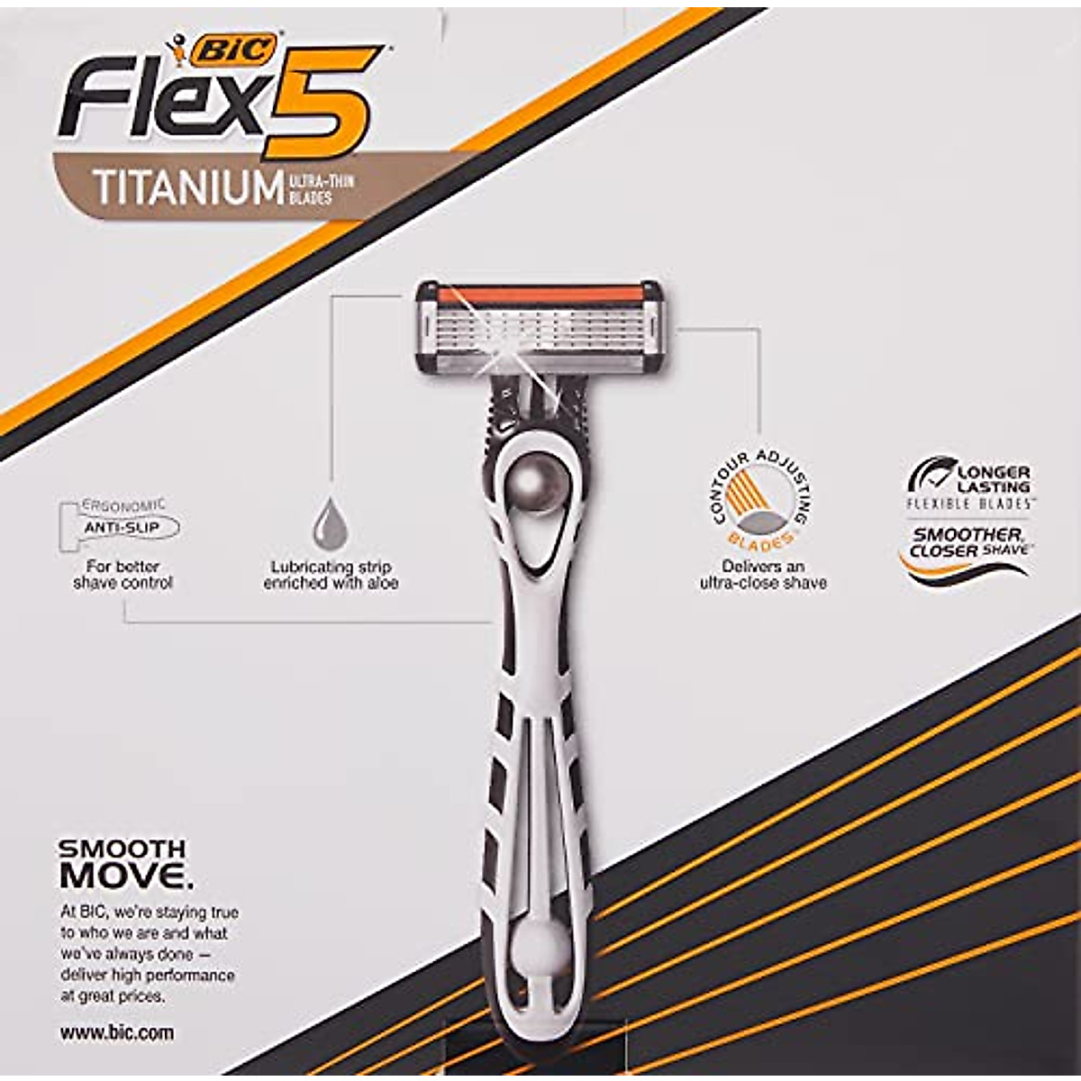 BIC Flex 5 Men's 5-blade Disposable Razor, For a Smooth and Comfortable Shave, 8-Count Pack of Mens Razors White