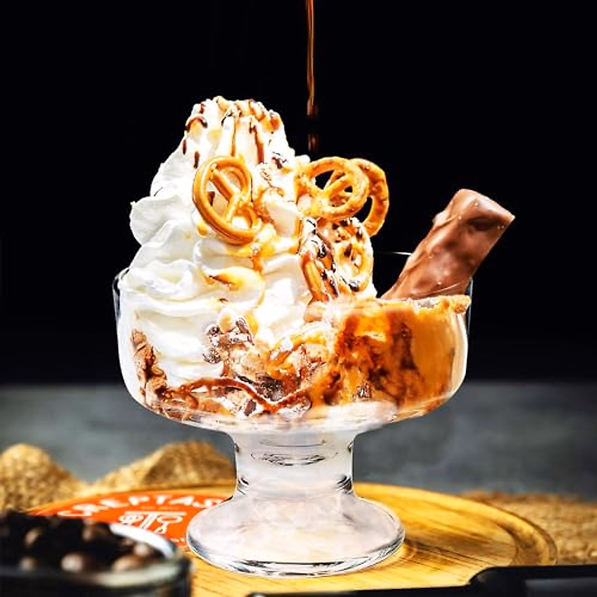 binsakao Glass Ice Cream Bowl Set, Small Clear Mini Footed Dessert Cups for Friut Pudding Trifle Parfait Sundae Nuts Cocktail Drinks Party (6.3 oz, 6 pcs)