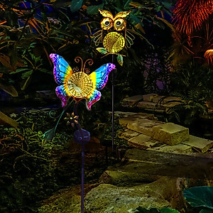 KUBILIGHT Garden Solar Lights Outdoor Decorative - Solar Butterfly Lights Garden Decor, Solar Stake Lights, Waterproof Butterfly Tunnel Lighting for Outside Patio Lawn Yard Decorations