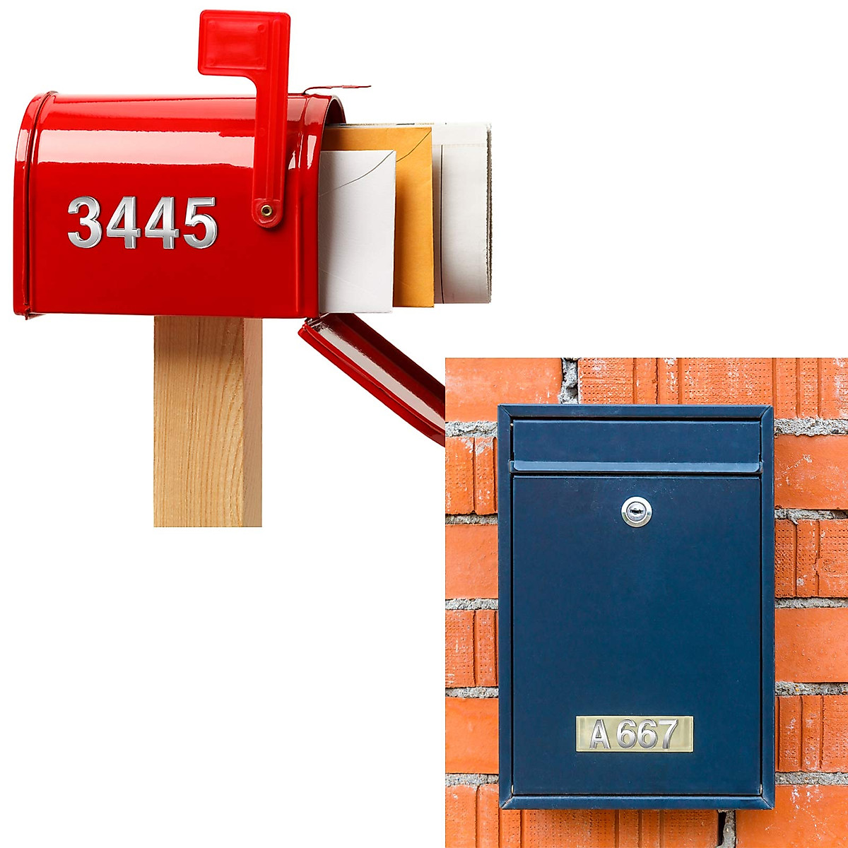 Outus 36 Pcs 3D Mailbox Number 0-9 Stickers and Letters Symbols Alphabet Adhesive Mailbox House Metal Address Street Stickers for Apartment Residence and Signs (2 x 1.2 Inches)