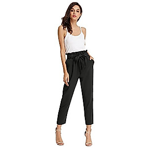 GRACE KARIN Women's Slim Straight Leg Teens Pants with Pockets M Black