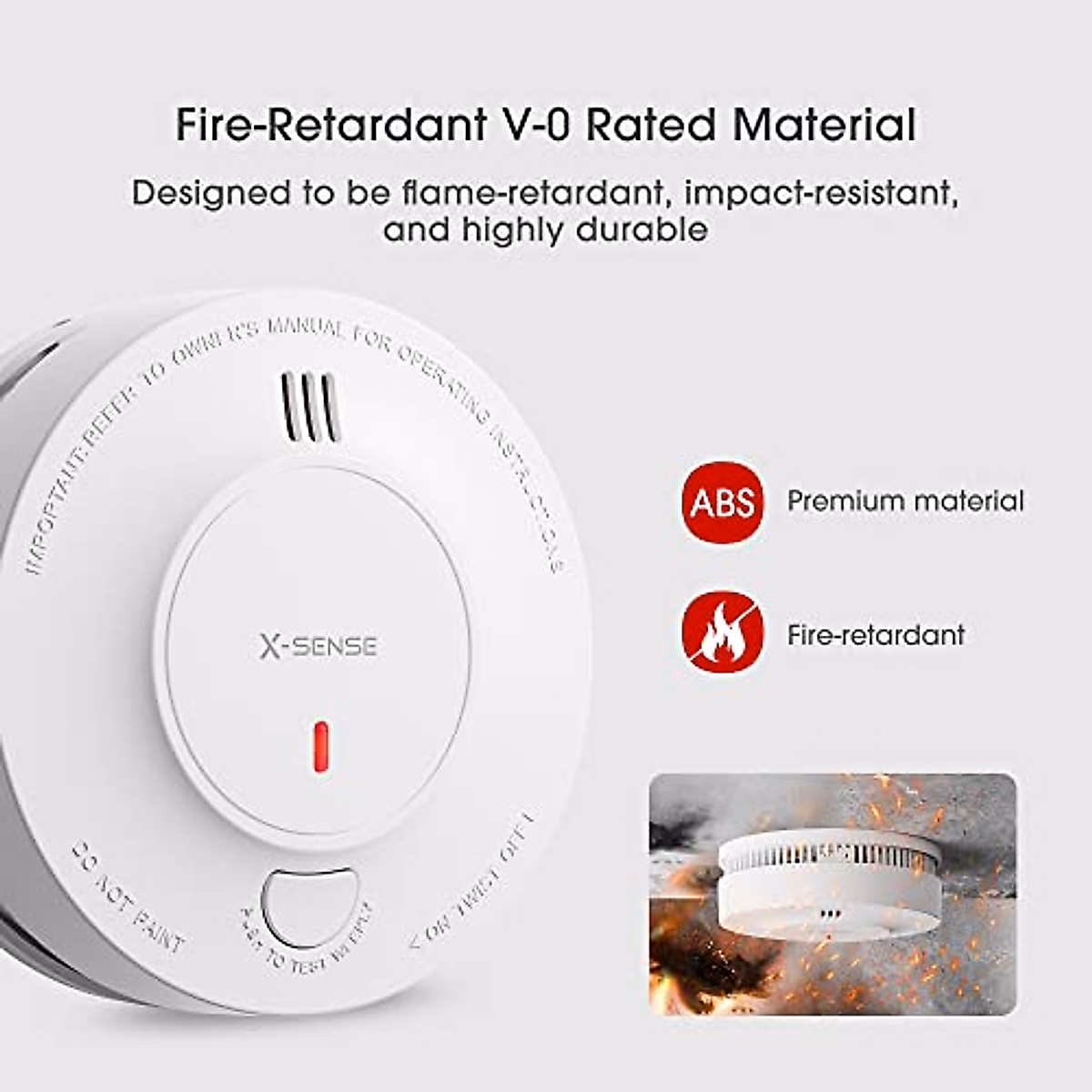 X-Sense 10 Years Battery-Operated Smoke and Fire Alarm with Ionization Sensor, SD19-W, 1-Pack