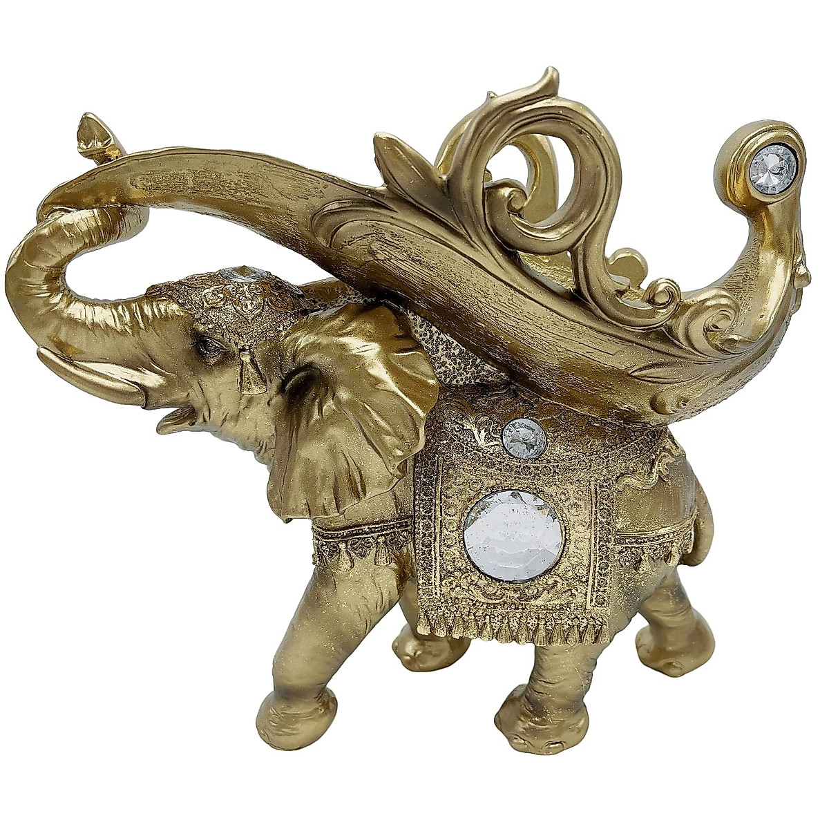 ICE ARMOR George S. Chen Imports Golden Thai Elephant Wine Holder 11 1/4" Wide Statue Figurine (7888216)
