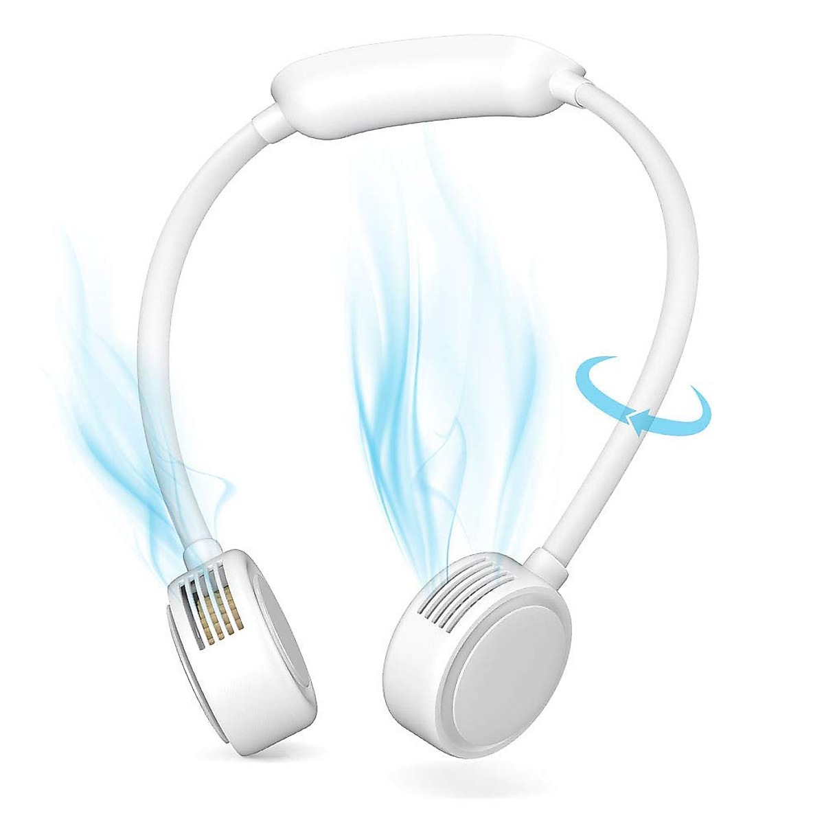 AVWOO Portable Neck Fan Hand Free Personal Hanging Neck Fan with 4800mAh Rechargeable Battery, 3 Speeds Adjustable, 360° Cooling, No Hair Twisting, Perfect for Sports, Travel, and Outdoor