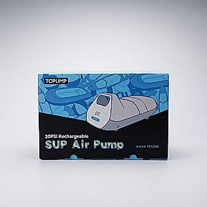 TOPUMP 7800mAh Rechargable SUP Air Pump TPS300,20PSI Electric Paddle Board Pump with Auto-Off Feature, Dual Stage Inflation & Deflation, AC/DC Battery for SUP, Inflatable Tent, Boat, Kayak