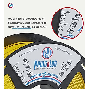 PRINTALOT PLA 3D Printer Filament, Dimensional Accuracy +/- 0.03 mm, 1 kg Spool, 1.75 mm Gold