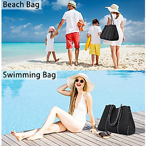 IBFUN Neoprene Tote Bag Large Beach Bag for Women Pool Gym Tote Bag Travel Tote Bag