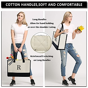 BeeGreen Personalized Beach Tote Bags For Ladies Coworker Canvas Tote With Pocket Embroidery Birthday Gift for Women Mom Unique Inspirational Gifts For Teachers Gofts Basket For Friend R