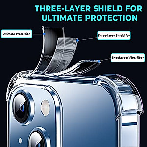 ORIbox for iPhone 13 Case Clear,with 4 Corners Shockproof Protection,iPhone 13 Clear Case for Women Men Girls Boys Kids,Case for iPhone 13 Clear