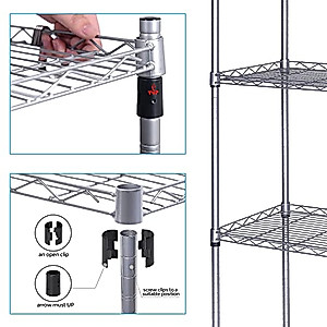 JS HANGER Wire Shelving Unit, 4-Tier Heavy Duty Height Adjustable Rolling Metal Shelves for Storage, 440 lbs Capacity, 23.23''W X 13.4''D X 47.24''H, Silver