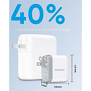 USB C Wall Charger, PowerLot GaN 65W USB C Charger Block with 6ft Type C Cable, PD Fast Charger for iPhone 14/13, iPad Pro, Pixel 7/6, 60W Power Adapter Laptop MacBook Pro/Air Charger