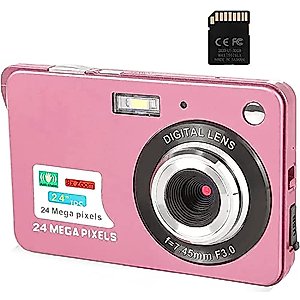 Digital Camera,2.4 Inch FHD Pocket Cameras Rechargeable 24MP Camera for Backpacking, 8X Digital Zoom Compact Cameras for Photography, sd Card 32GB