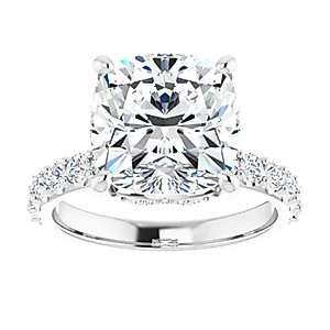 Handmade 18K Gold 5 CT Cushion Cut VVS1 Colorless Moissanite Engagement Rings for Women Bridal Set Moissanite Wedding Rings for Gifts (White Gold, 10)