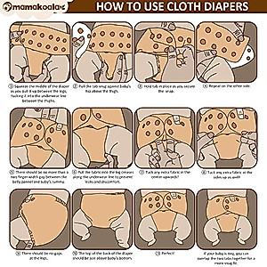 Mama Koala 2.0 Baby Cloth Diapers with AWJ Lining and Tummy Panel, Washable Reusable Pocket Diapers, 6 Pack with 6 Bamboo Diaper Inserts (Simply Neutrals)