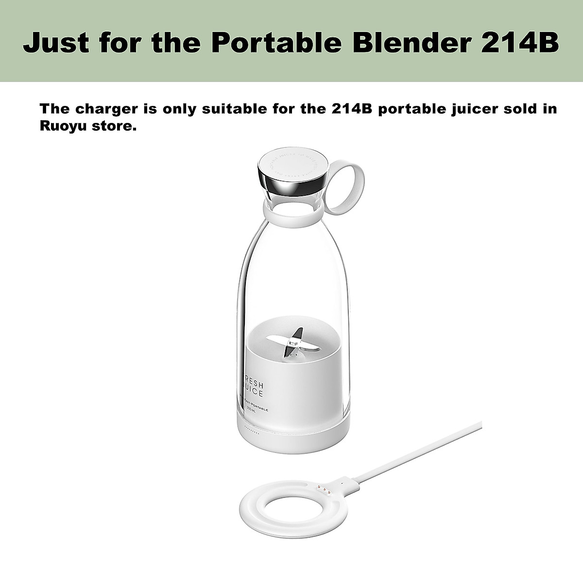 OTPEIR Personal Size Blender Charger, Portable Blender Charger, Battery Powered USB Blender Charger (White)