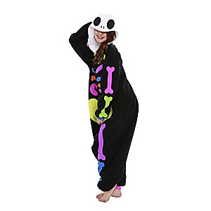 SAZAC Halloween Skeleton Colorful Onesie Costumes (Adults, Skeleton Colorful)