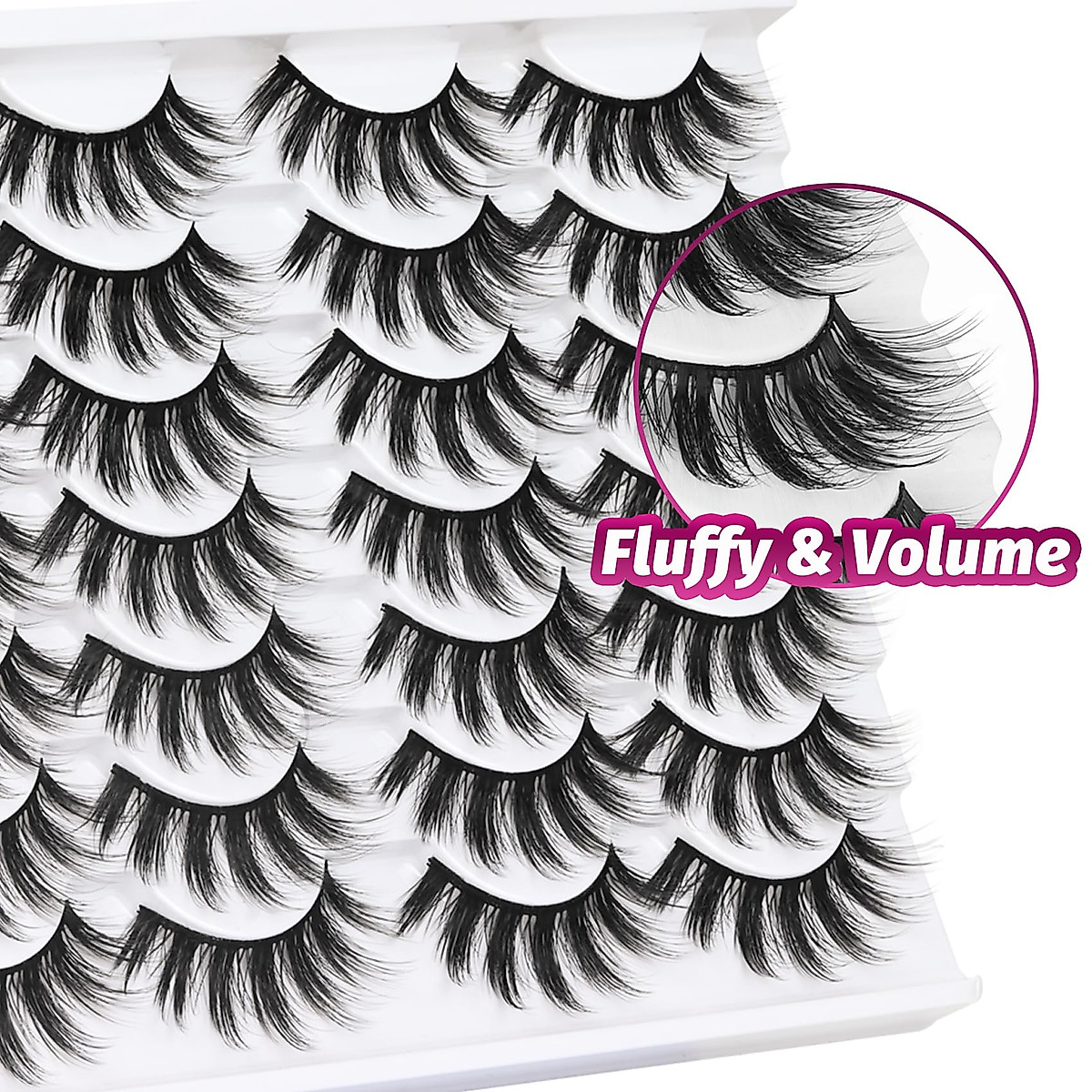 Veleasha Lashes 3D Faux Mink Lashes Fluffy False Eyelashes Natural Look 14 Pairs Lashes Pack Luxury Wispy Fake Eyelashes (3D07)