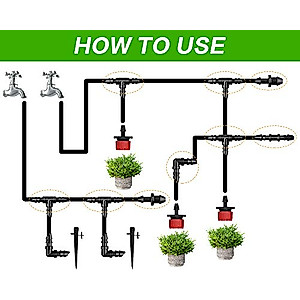 JAYEE Irrigation Fittings Kit for 1/4" Tubing 110 Piece Set - 50 Couplings,30 Tees, 20 Elbows, 10 End Plugs - Barbed Connectors for Drip or Sprinkler Systems