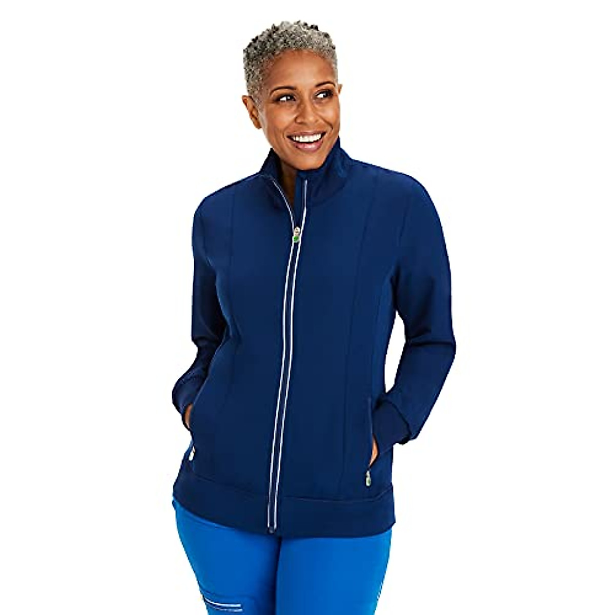 Healing Hands Womens Scrub Jacket 2 Pocket HH360 5067 Carly Zip Up Stylish Women Jacket Navy L