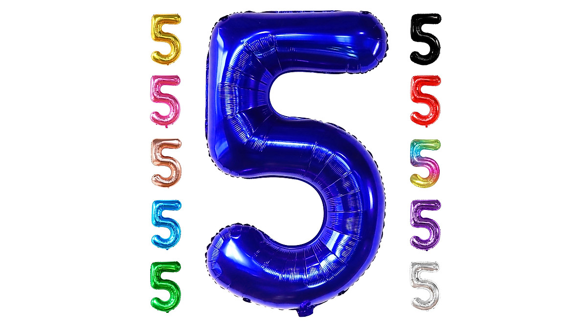KatchOn Navy Blue Number 5 Balloon - 40 Inch for 5th Birthday
