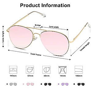SOJOS Classic Aviator Sunglasses for Women Men Metal Frame Spring Hinges SJ1030, Gold/Pink