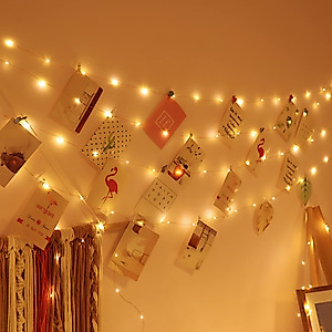 Whalegend Outdoor Lights 2 Pack 33ft 100LED Battery Powered Copper Wire String Lights 8 Modes with Remote Control for Bedroom Christmas Party Home Wedding Decorations Garden Indoor Decor Warm White