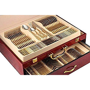 Impressive Italian Collection Flatware Storage Box with Drawer - Ideal for Organizing 75-Piece Set (Flatware Box 1)