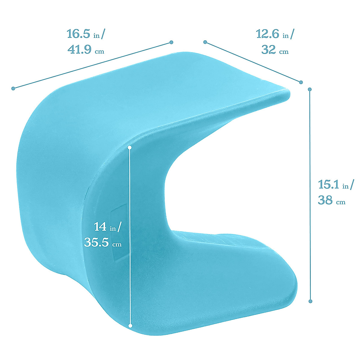 ECR4Kids Wave Seat, 14in - 15.1in Seat Height, Perch Stool, Cyan, 2-Pack