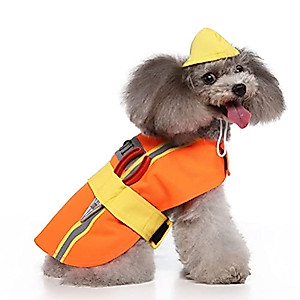 POPETPOP Dog Reflective Vest Construction Worker Pet Costume Christmas Outfits High Visibility Dogs Clothes for Large Medium Small Dogs Cats Costumes S