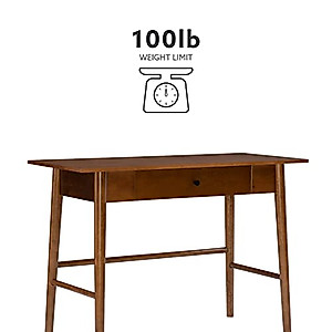 Linon Melissa Mid-Century Walnut Desk, 42" W x 19" D x 30" H