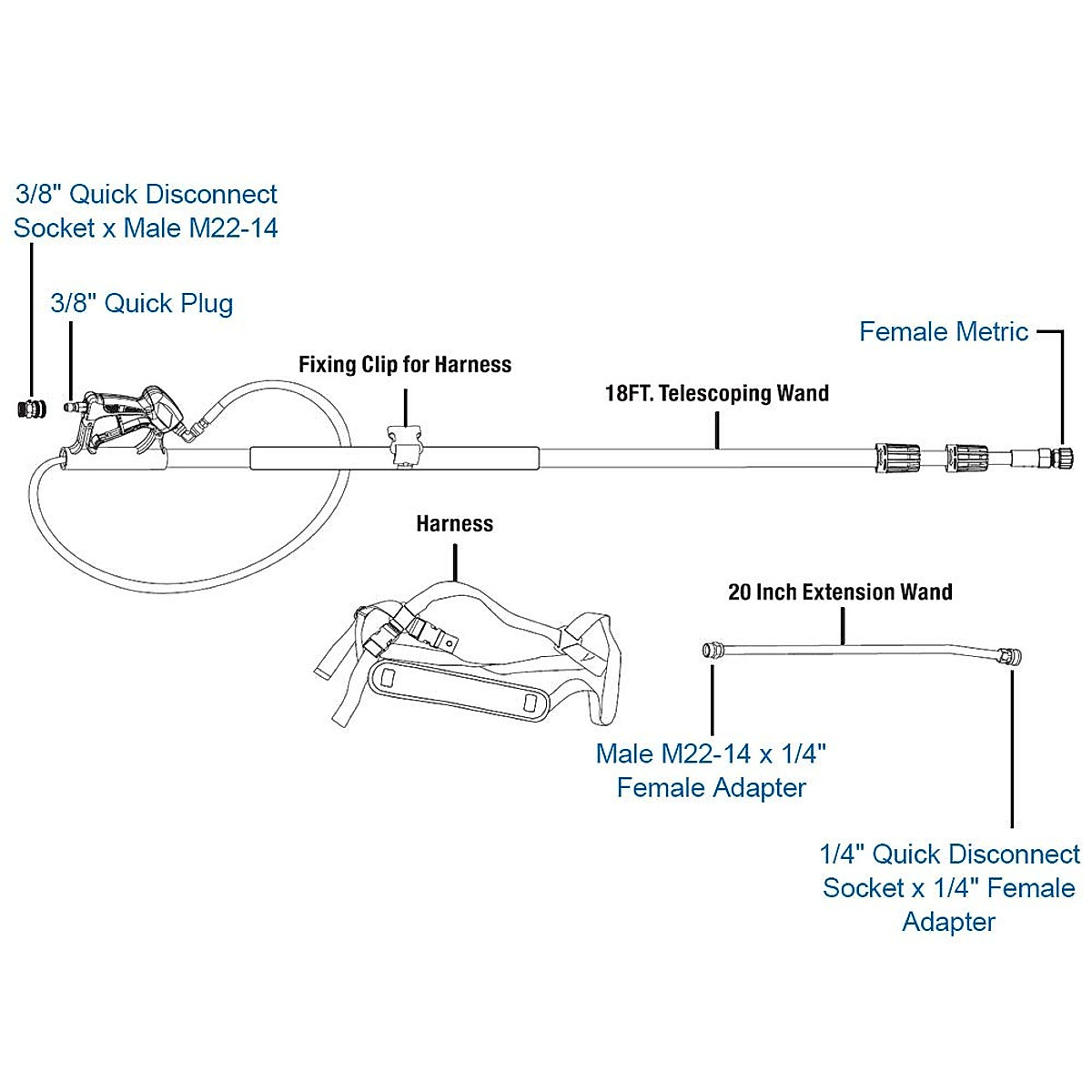 Twinkle Star 4000 PSI Commercial Grade Telescoping Pressure Washer Wand for Pressure Washers with Belt