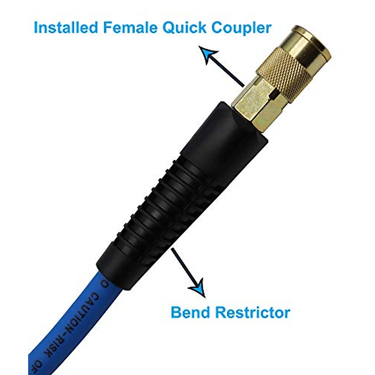 YOTOO Hybrid Lead-In Air Hose, 1/4"x10' Air Compressor Hose, 300 PSI, Heavy Duty, Lightweight, Kink Resistant, All-Weather Flexibility with 1/4-Inch Industrial Air Fittings and Bend Restrictors, Blue