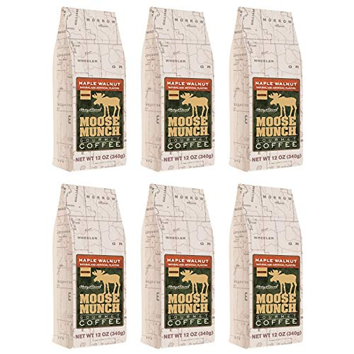 Moose Munch Gourmet Ground Coffee by Harry & David, 6/12 oz bags (Maple Walnut)