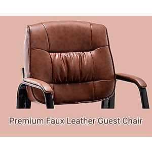 BTEXPERT Brown Leather Office Executive Waiting Room Guest Reception Side Conference Chair, BB5046BR