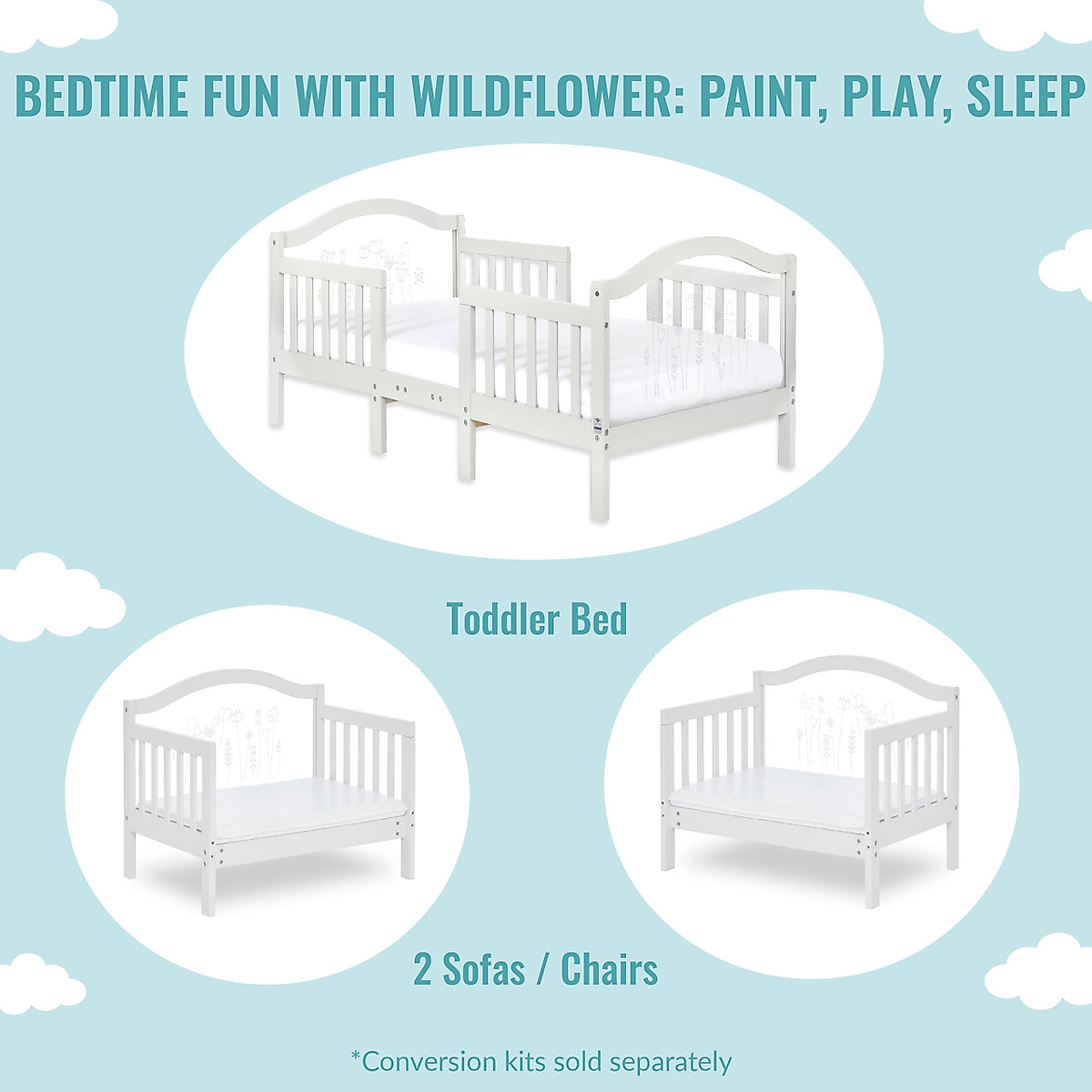 Dream On Me Rosie Toddler Bed in Grey