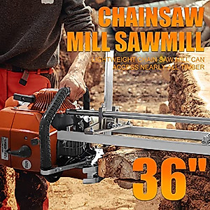 FARMMAC Chainsaw Mill,Portable Chainsaw Mill 36 Inches,Planking Milling Lumber For 14" - 36" Chainsaw Bar With 4 Pack 8'' Felling Wedges For Builders & Woodworkers