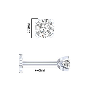 Demira Jewels Elegant 0.06 ct Diamond Nose Stud in 14K White Gold - Internally Threaded Screw Back, HI Color, Versatile Nose Pin, Lip Labret, Monroe Ring.
