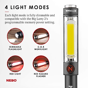 NEBO BIG LARRY 2 Power Work Light | Bright Flashlight and Work Light with Clip and Magnetic Base | Storm Gray