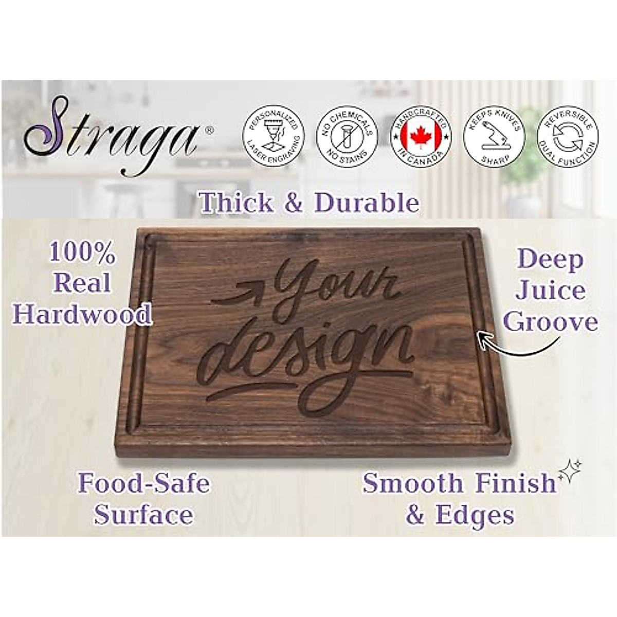 Straga Personalized Cutting Boards | Handmade Wood Engraved Charcuterie | Custom Wedding, Anniversary, Engagement Gift for Couples (Nautical Knot Design No.805)